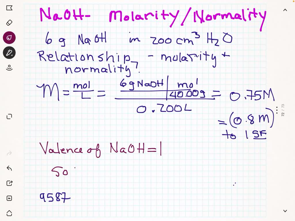 SOLVED: 6g of NaOH are dissolved in 200 cm3 of water. What is the ...