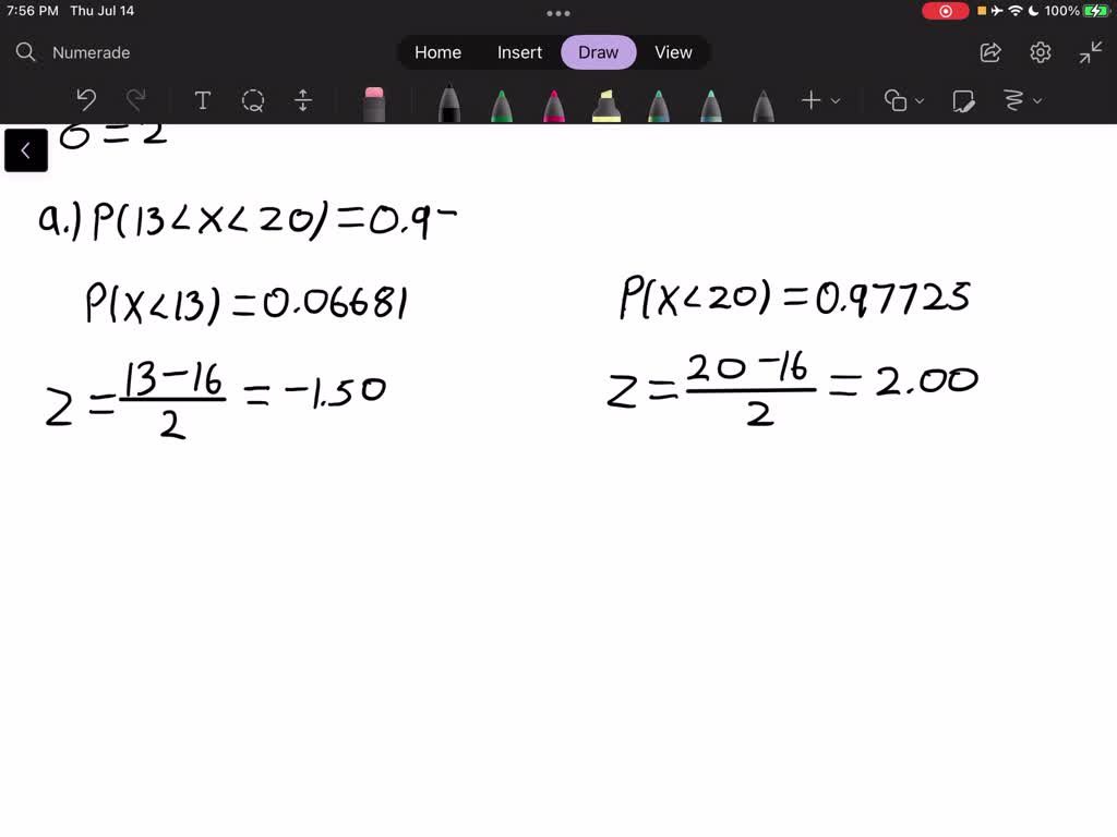 SOLVED: A variable is normally distributed with mean 6 and standard deviation 2. a. Find the ...