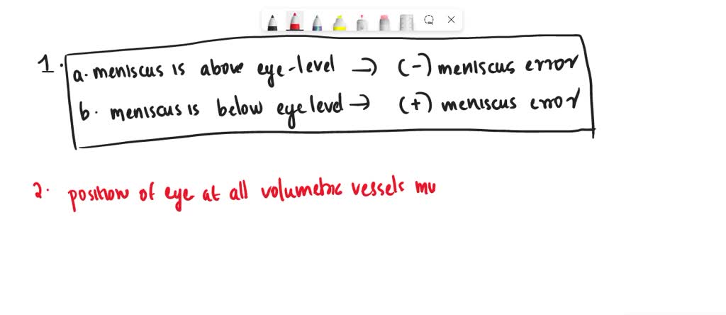 SOLVED: 1. What is the sign of your error (+ or -) when the meniscus is ...