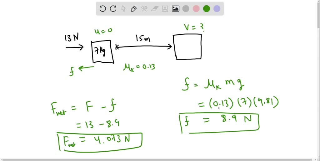 SOLVED: A constant applied force Fp of 13.0 N pushes a box with a mass ...