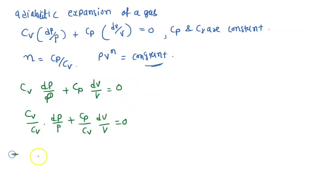 SOLVED: 26. During an adiabatic process, one finds that nCv dT + pdV ...