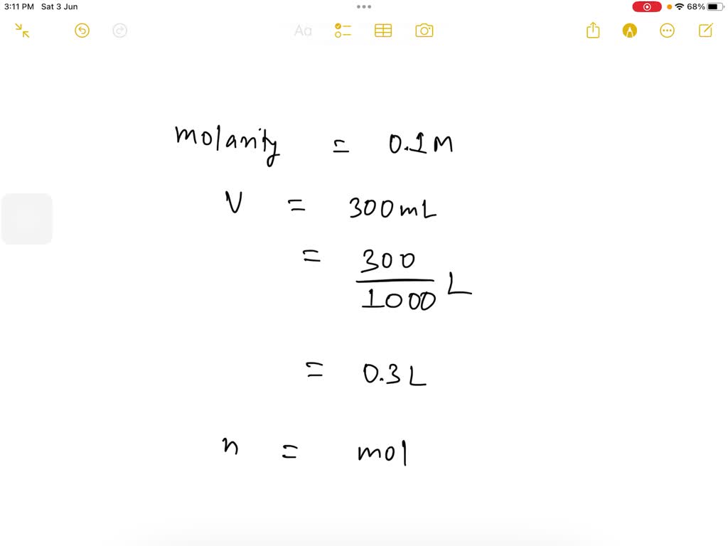 Solved Create A 01 M Solution Of Naoh Using The Molar Mass Of Naoh 40gmol Calculate The