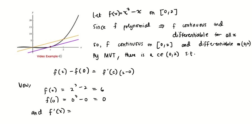 SOLVED: EXAMPLE 3 To illustrate the Mean Value Theorem with specific ...