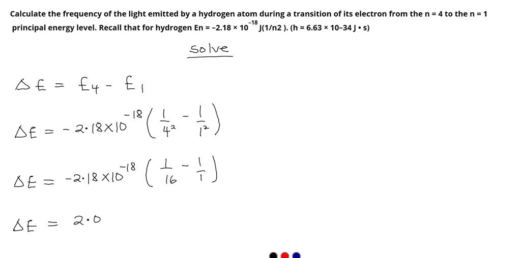 SOLVED: Calculate the frequency of the light emitted by a hydrogen atom ...