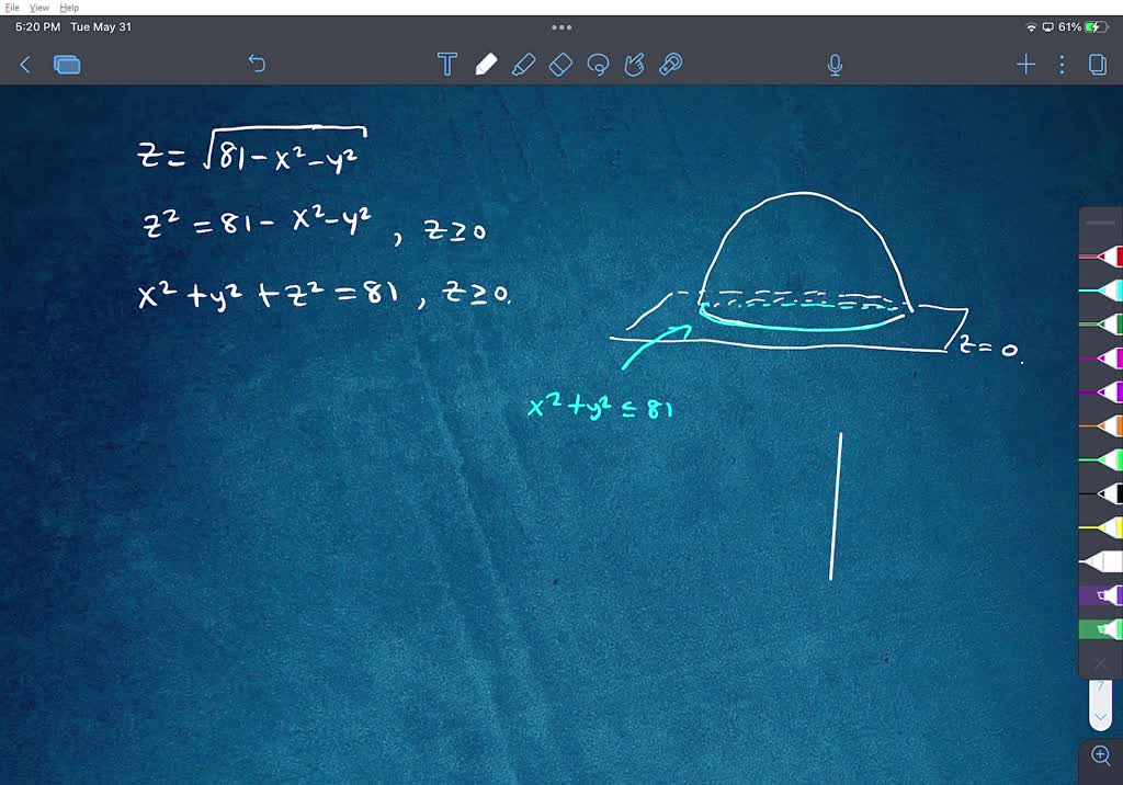 SOLVED: Using geometry, calculate the volume of the solid under z = √ ... SOLVED: Using geometry, calculate the volume of the solid under z = √ ...