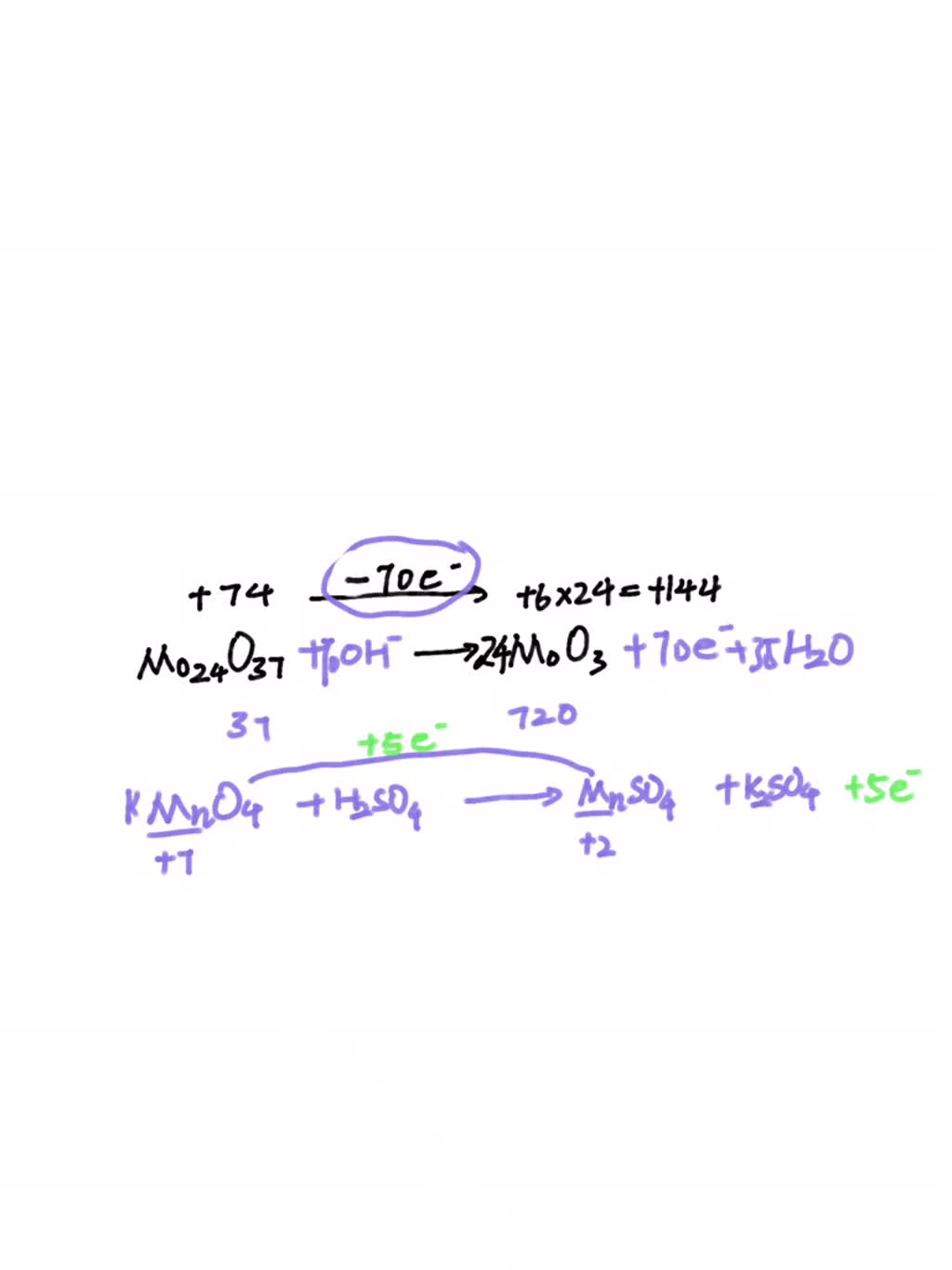 SOLVED: Redox reaction: Please balance the equation, show all oxidation ...