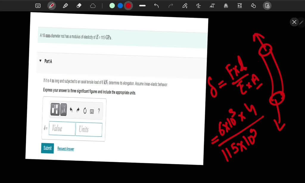 Part A If it is 4 m long and subjected to an axial tensile load of 6 kN ...