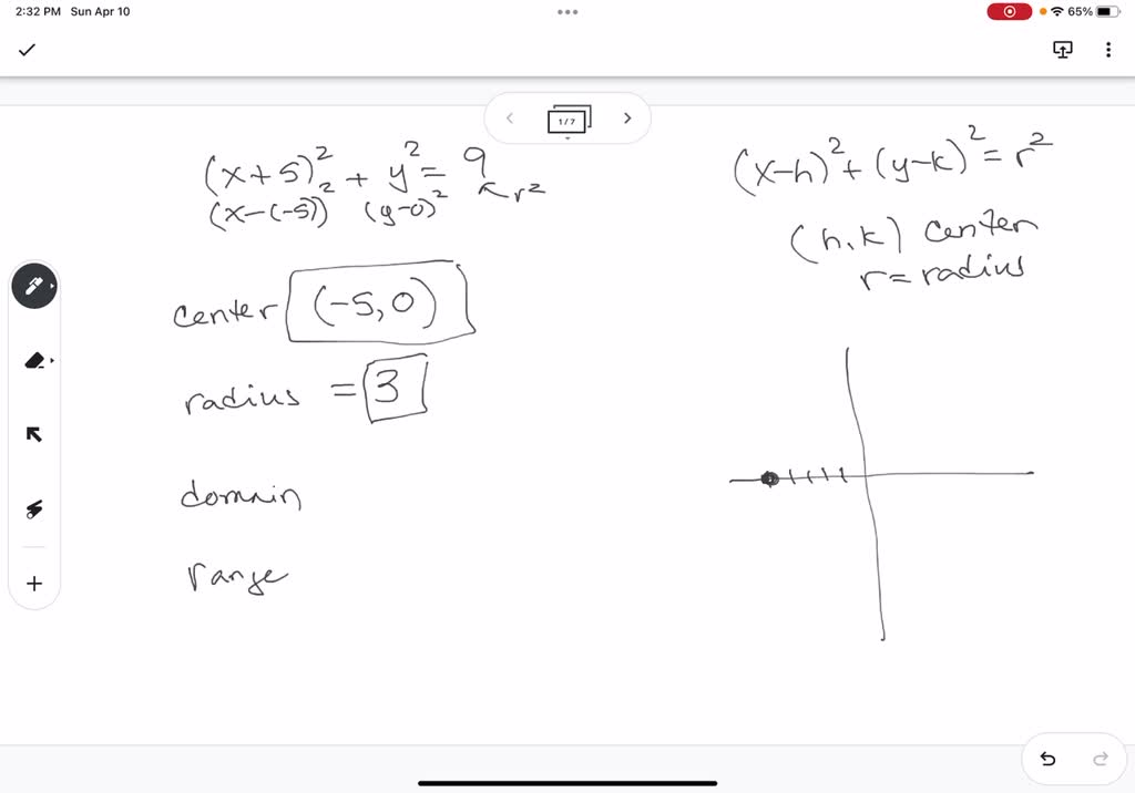 SOLVED: Give the center and radius of the circle described by the ...