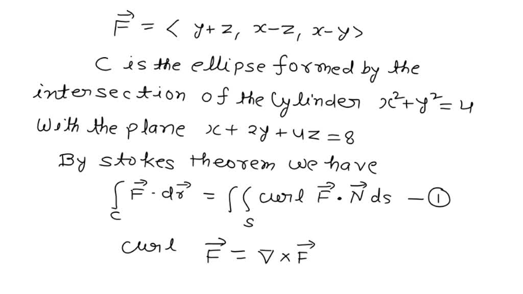 SOLVED: Find the circulation of the vector field F(x,y,z) = (y+z,x-2,x-y) around the ellipse ...