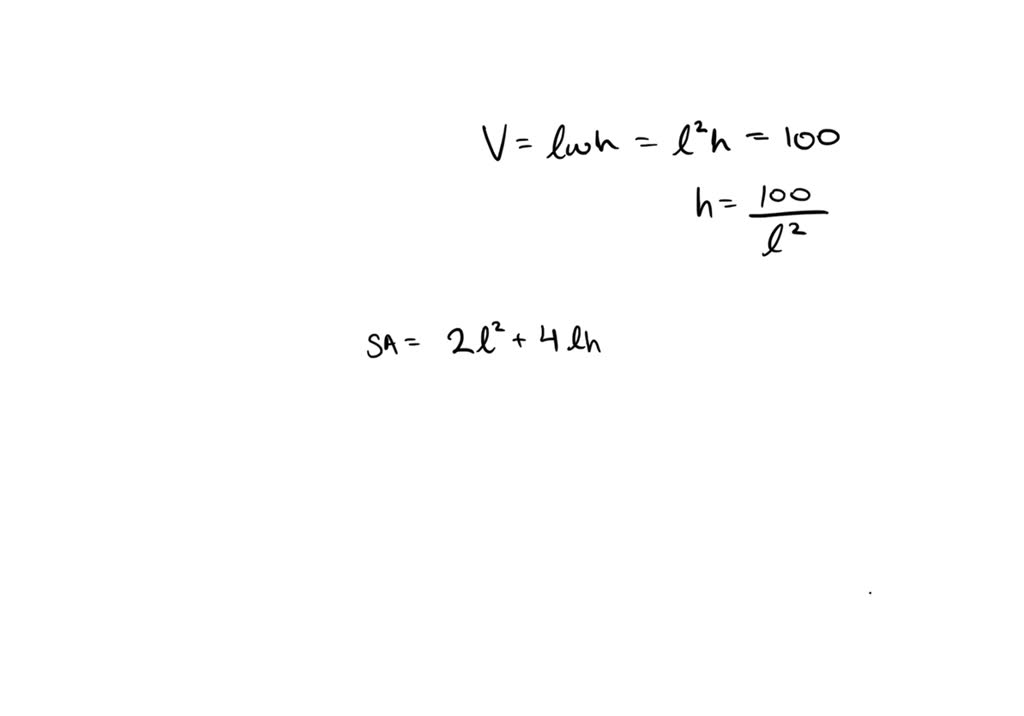 SOLVED: Minimum-surface-area box Of all boxes with a square base and a ...