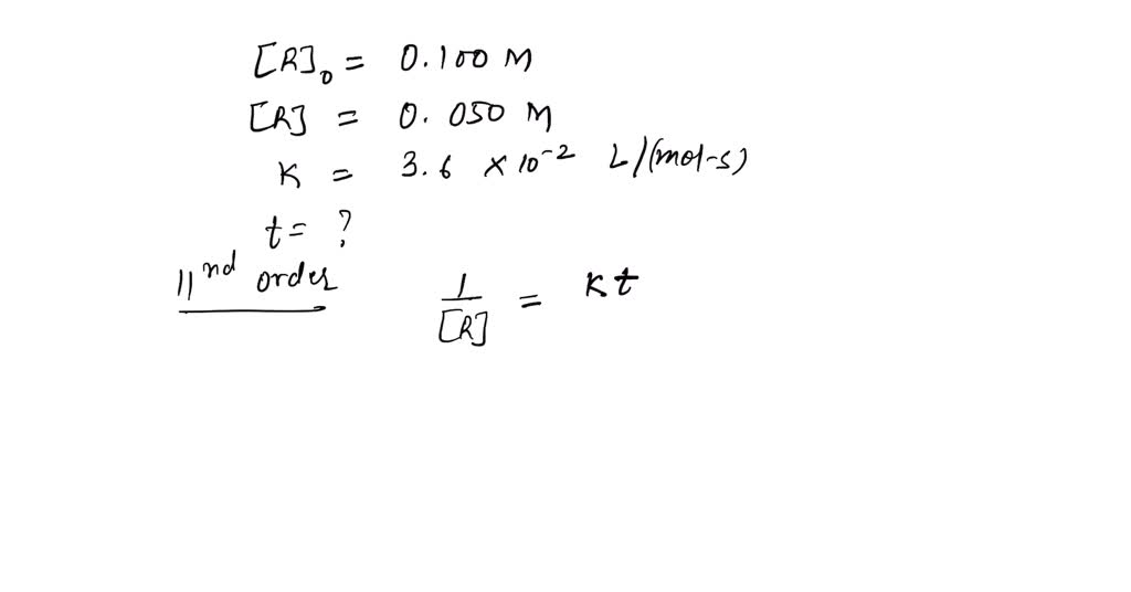 Solved A Second Order Reaction Starts With An Initial Concentration Of