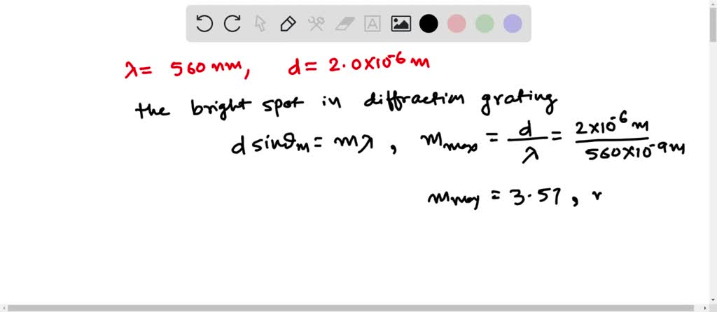 SOLVED: Diffraction grating: Light with wavelength 560 nm is incident ...