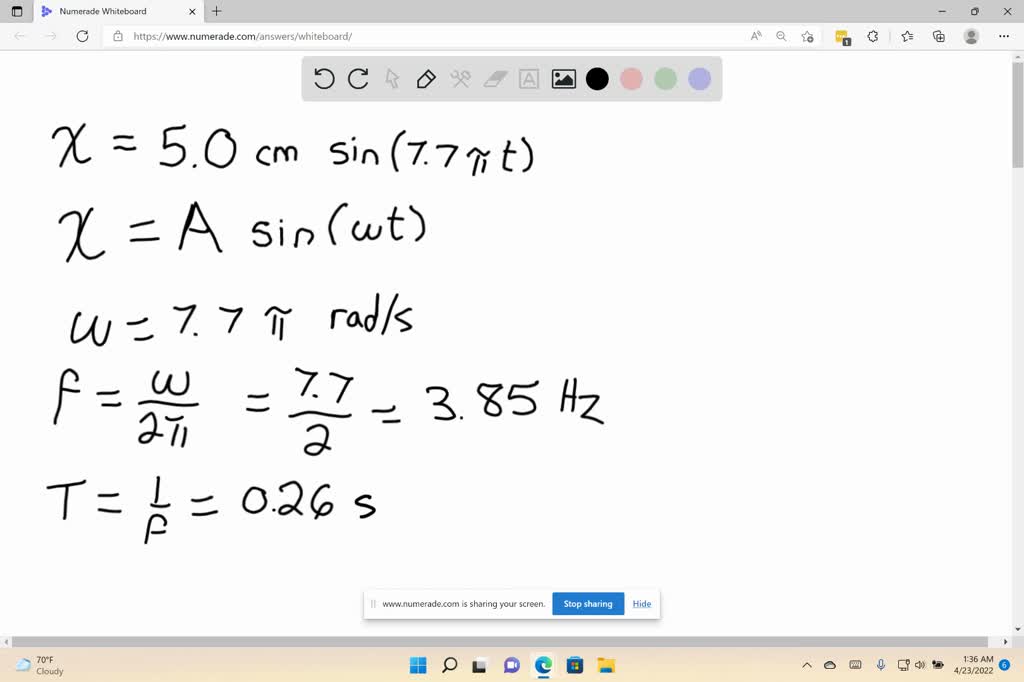 SOLVED: The position of an object connected to a spring varies with ...