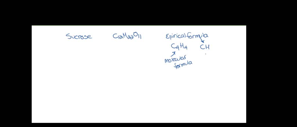 SOLVED: The empirical formula of sucrose, C12H22O11, is C12H22O11.