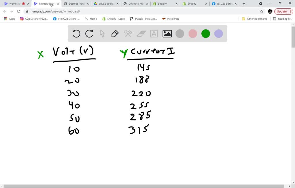 SOLVED: The voltage (V) and current (/) (in mA) for a certain electrical experiment were ...