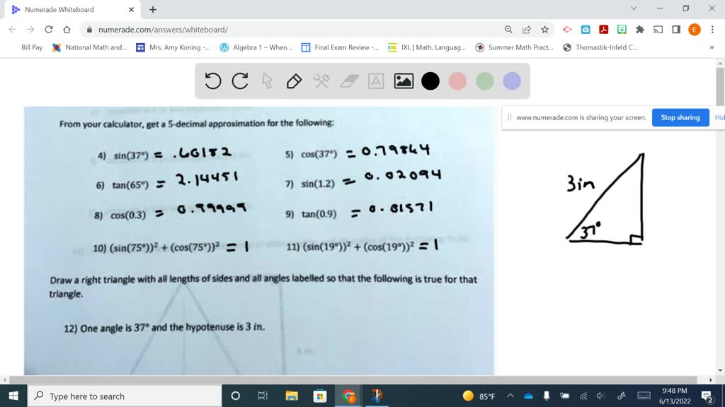 SOLVED: *246 Consider right triangle and use the definitions of sine and cosine; along with the ...