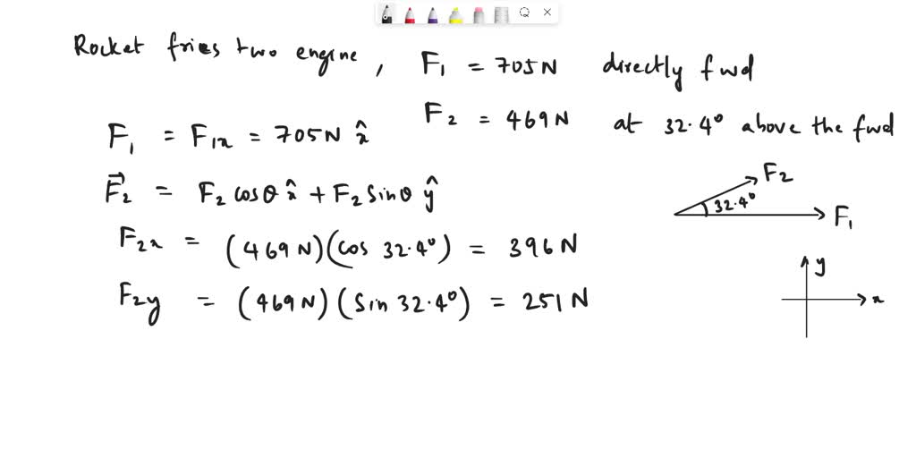 SOLVED: Texts: Part A A rocket fires two engines simultaneously. One ... SOLVED: Texts: Part A A rocket fires two engines simultaneously. One ...