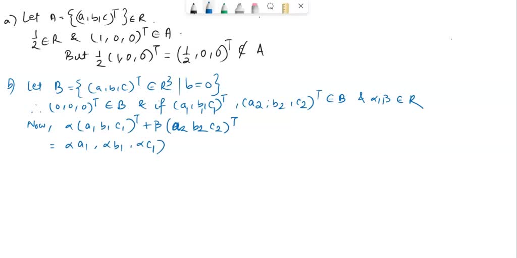Solved Determine If Each Of The Following Subsets Of R2 Is A Subspace Of R2 Ifthe Set Is A