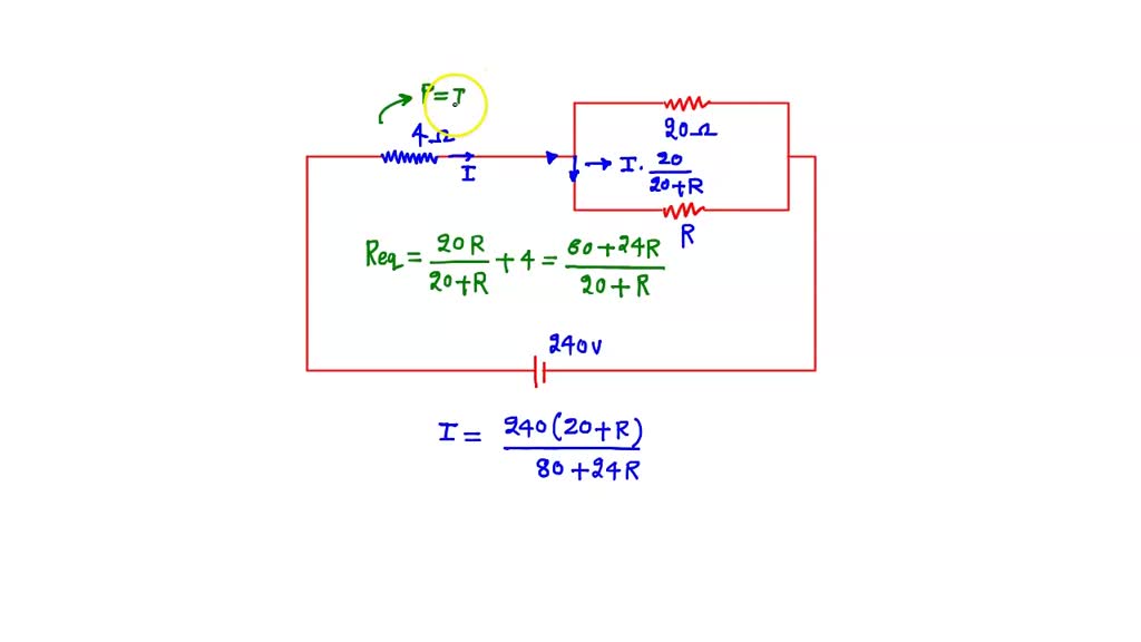 SOLVED: A 20 ohm resistor is connected in parallel with a variable resistor R. The parallel ...