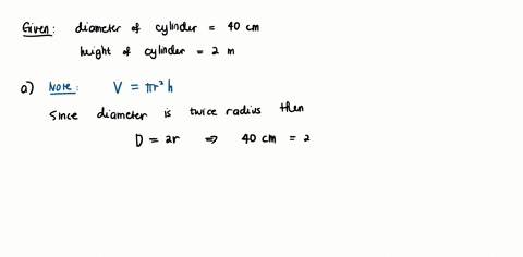 A right circular cylindrical container 2 m in diameter and 4...