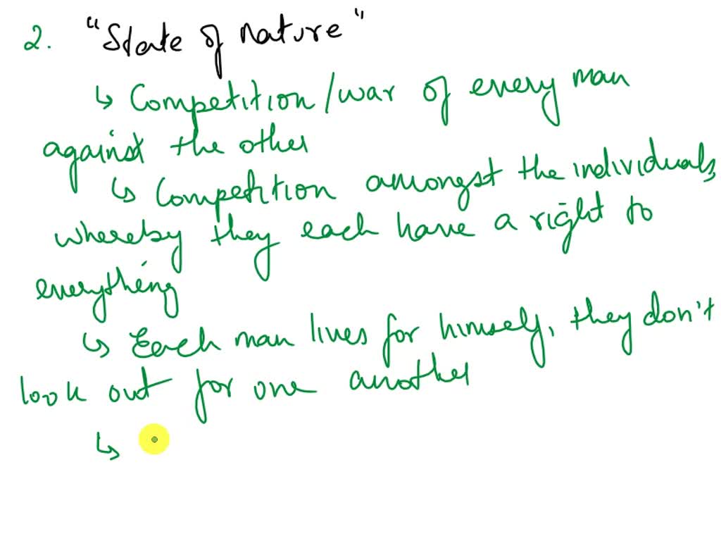 SOLVED: Describe Hobbes' State of Nature. Be sure to include in your ...