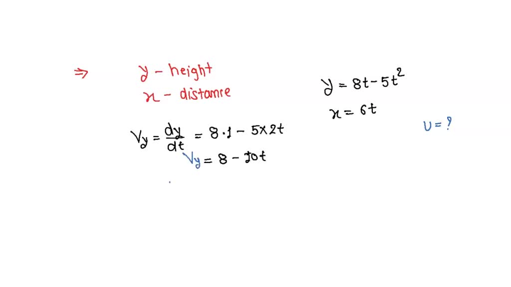 SOLVED: The height y and the distance x along the horizontal plane of a ...