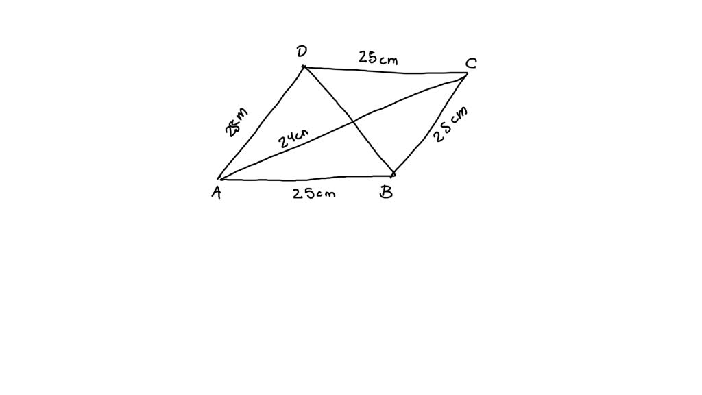 In the given figure, ABCD is a rhombus in which BC = 25 cm and AO = 24 cm. Find the sum of the ...