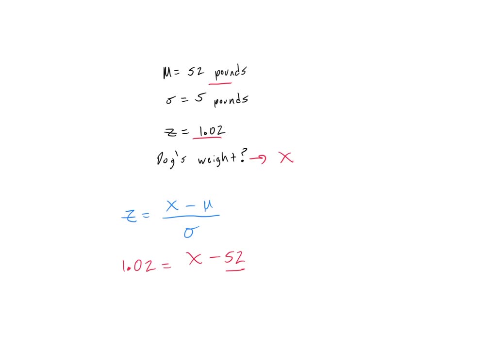 SOLVED: The weights of a certain dog breed are approximately normally ...