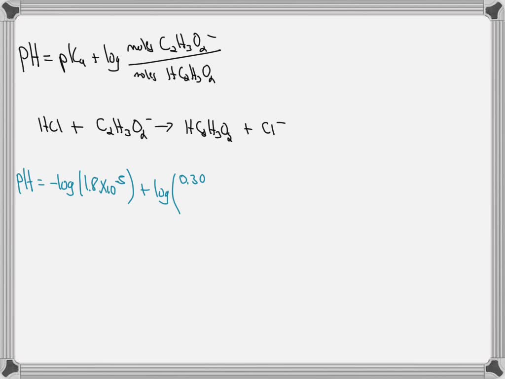 SOLVED: Determine (a) the pH of the buffer solution prepared with 0.300 mol of HC2H3O2 and 0.300 ...