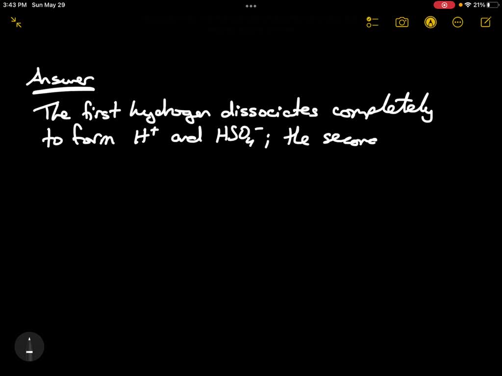 SOLVED: Which of the following occurs when H2SO4 is dissolved in water ...
