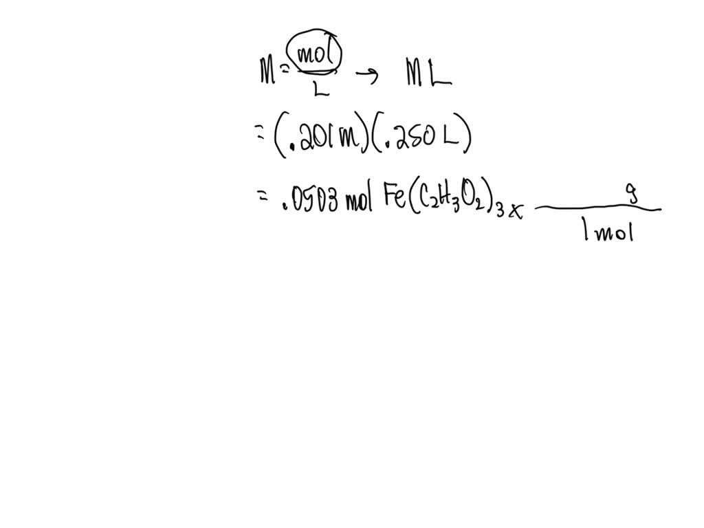 SOLVED: A student wishes to prepare 250-mL of a 0.201 M iron(III) acetate solution using solid ...