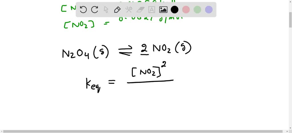 Consider the following equilibrium: 2 NO2(g) ⇄ N2O4(g) 2.00 moles of ...