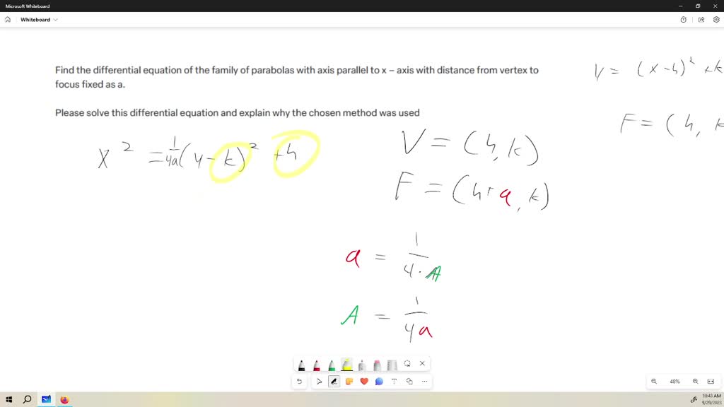 SOLVED: Find the differential equation of the family of parabolas with axis parallel to x – axis ...