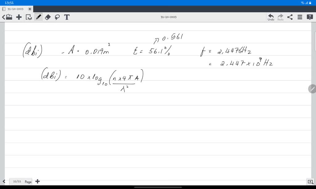 SOLVED: Calculate the gain (dBi) of an antenna with a physical aperture ...