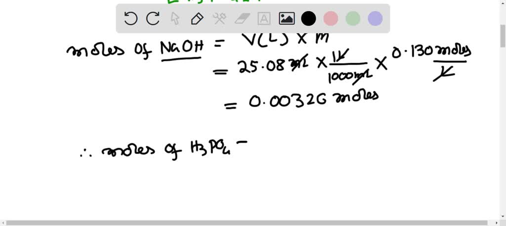 SOLVED: A 34.00 mL sample of an unknown H3PO4 solution is titrated with a 0.120 M NaOH solution ...