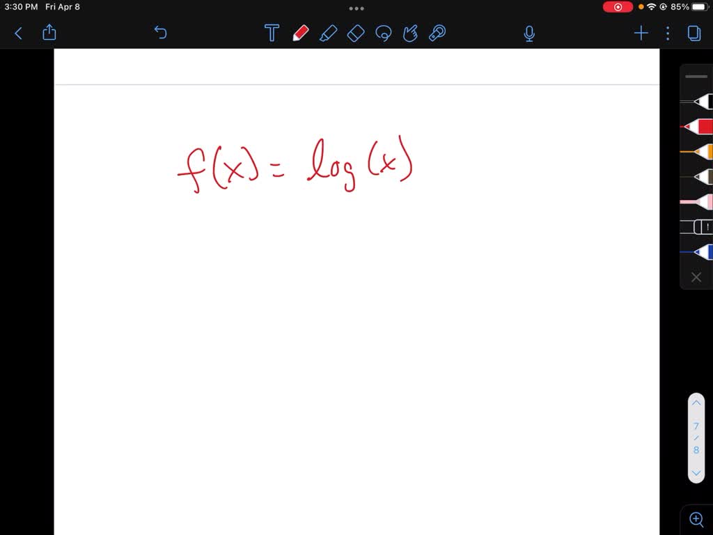 SOLVED: A logarithmic function is defined below. f6) = log6) Quadrant II Quadrant I Quadrant III ...