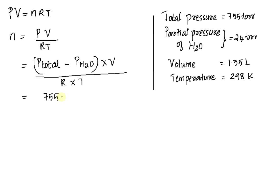 SOLVED: A sample of hydrogen gas is mixed with water vapor. The mixture has a total pressure of ...
