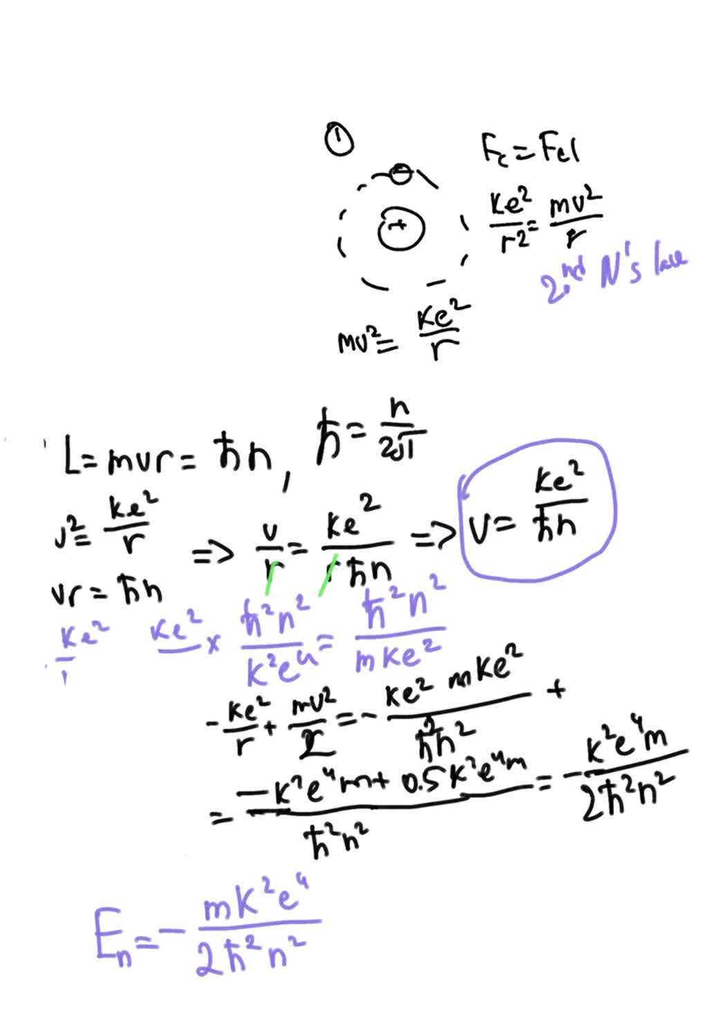 SOLVED: 1) Describe Bohr’s quantum model of the atom. 2) Derive ...
