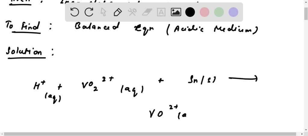 SOLVED: Balance the redox reaction equation (occurring in acidic ...