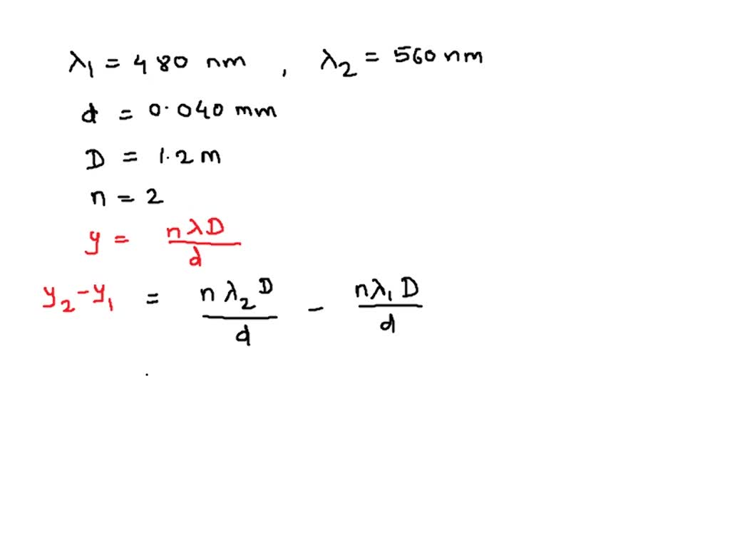 SOLVED: A double-slit experiment is carried out with slit spacing of 0 ...