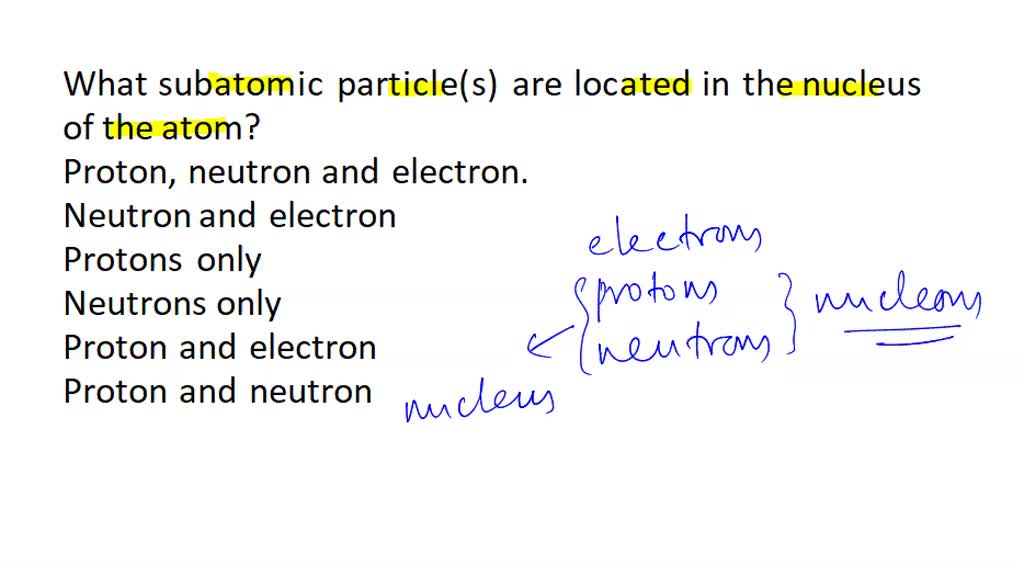 SOLVED: SUBATOMIC PARTICLES WORKSHEET Proton Location in the atom ...