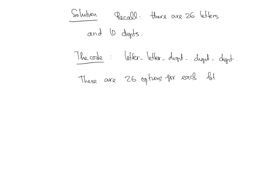 An access code consists of 2 letters of the alphabet followed by 2 digits. (Recall digits are 0 ...