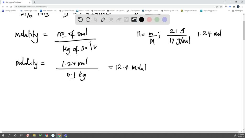 SOLVED: A saturated solution of aqueous ammonia in water contains 21.0% ...