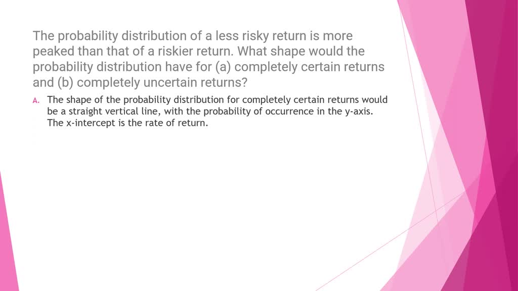 SOLVED: The probability distribution of a less risky return is more ...