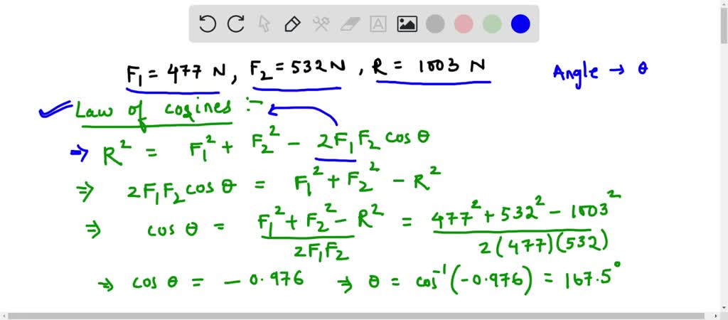 SOLVED: Two forces of 598598 newtons and 475475 newtons act on a point ...