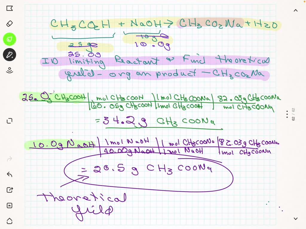 SOLVED: (1) identify the limiting reagent, and (2) calculate the ...