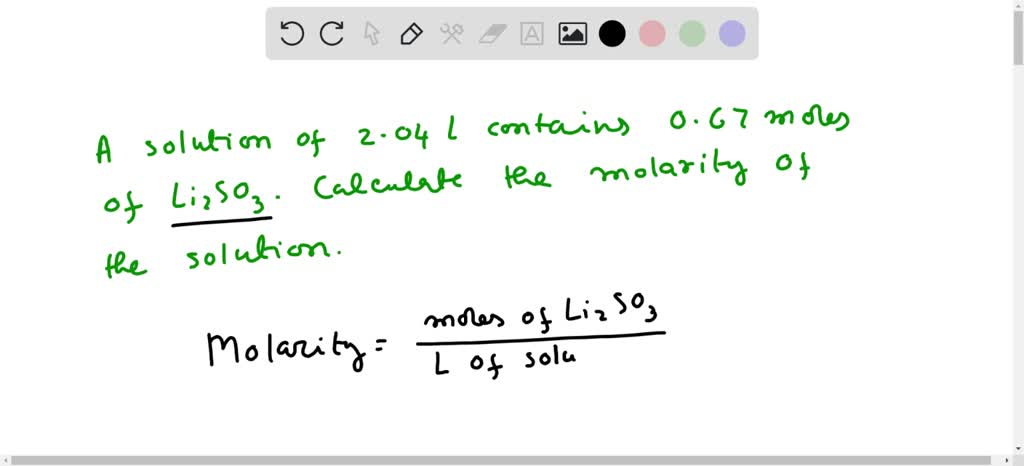 SOLVED: Determine the molarity of these solutions: A. 4.67 moles of ...