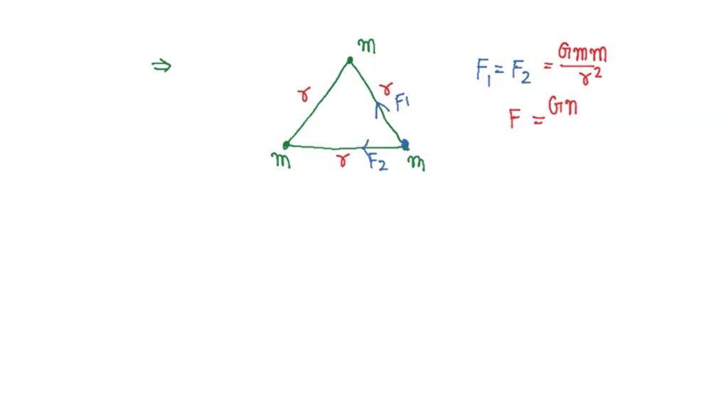 SOLVED: " Three particles each of mass m are placed at the vertices of a triangle of side r. The ...