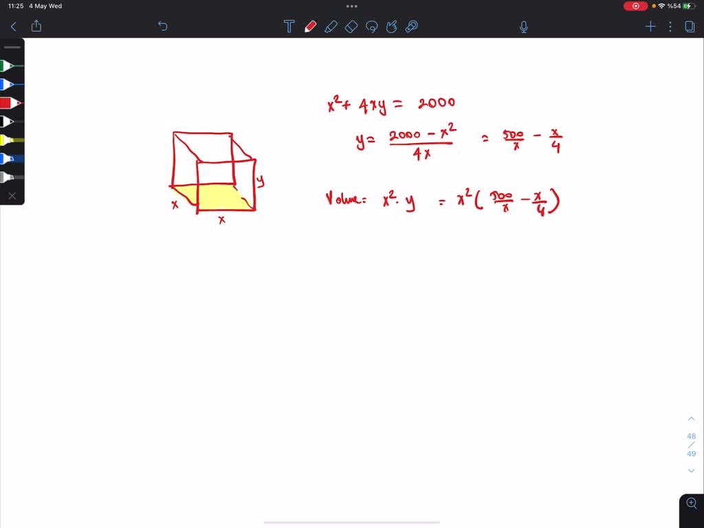 SOLVED: If 2000 square centimeters of material is available to make a ...