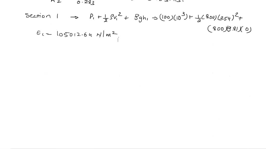 SOLVED: Fluid Mechanics 14- For a given piping system, elevation pressure and diameter data at ...